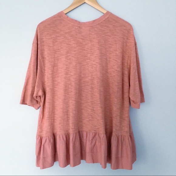 Anthropologie | Tops | Akemi Kin Cascade Peplum Top Ruffled Hem Coral ...